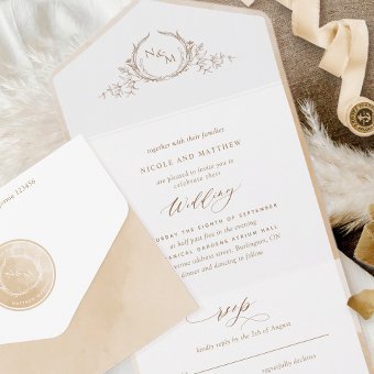 Elegant Monogram, Beige Cream Watercolor Wedding A All In One ...