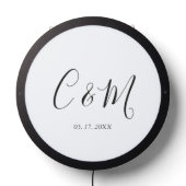 Elegant Monogram Black and White LED Sign | Zazzle
