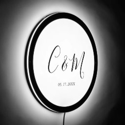 Elegant Monogram Black and White LED Sign | Zazzle