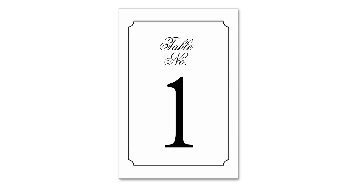 Elegant Monogram Black and White Script Table Number | Zazzle