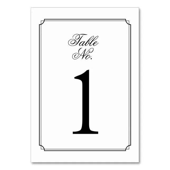 Elegant Monogram Black and White Script Table Number | Zazzle