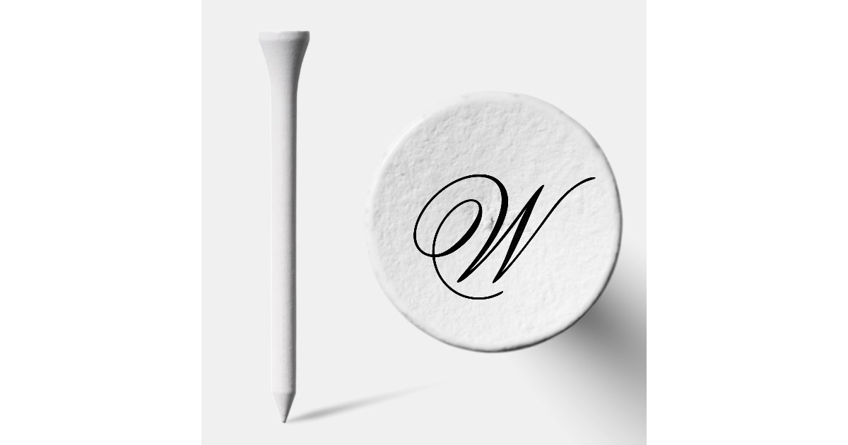 Elegant Monogram Black Calligraphy Initial Golf Tees | Zazzle