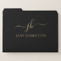 Elegant Monogram Black Gold File Folder | Zazzle