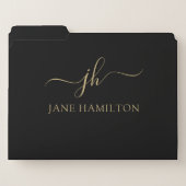 Elegant Monogram Black Gold File Folder | Zazzle