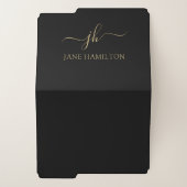 Elegant Monogram Black Gold File Folder | Zazzle