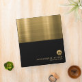 Elegant Monogram Black Metallic Gold Office School 3 Ring Binder | Zazzle