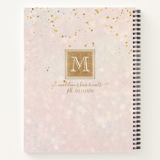 Elegant Monogram Blush Pink Gold Glitter Sparkle Notebook | Zazzle
