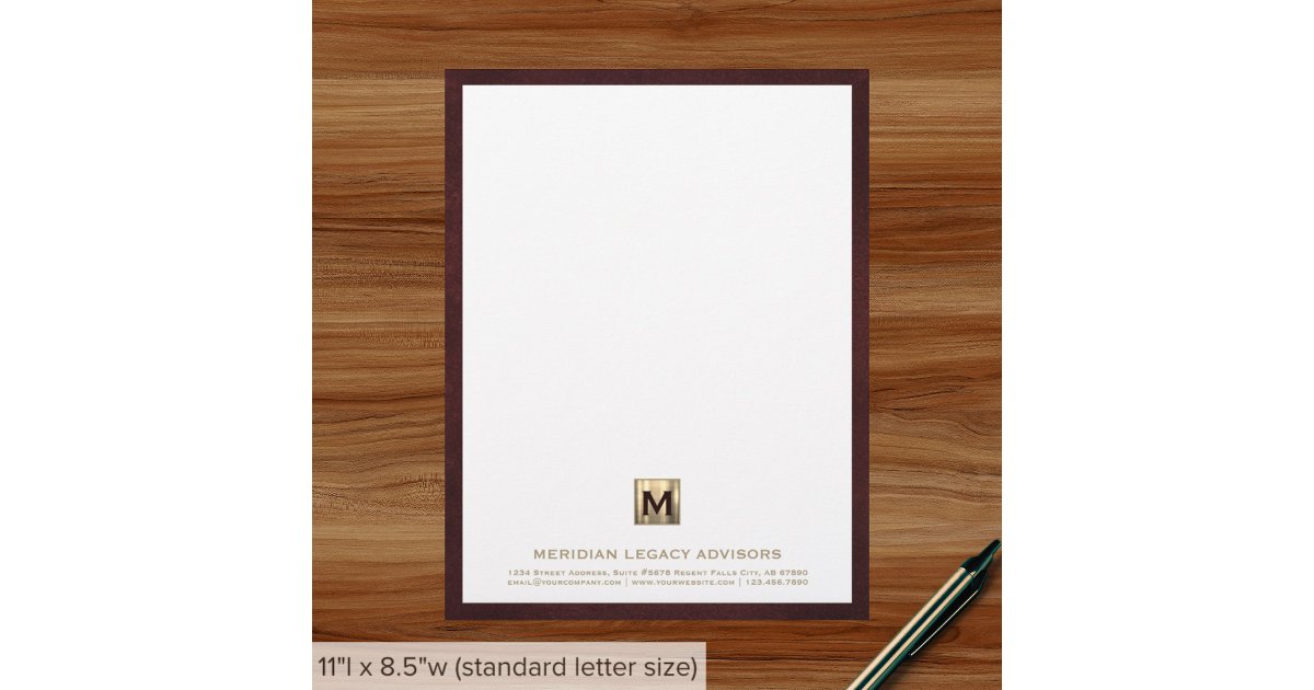 Elegant Monogram Business Letterhead | Zazzle