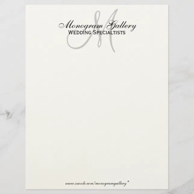 Elegant Monogram Business Letterhead Cream Paper | Zazzle