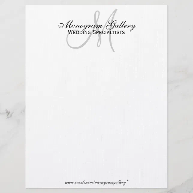 Elegant Monogram Business Letterhead Linen Paper | Zazzle