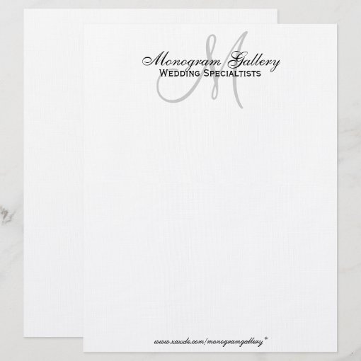 Elegant Monogram Business Letterhead Linen Paper | Zazzle