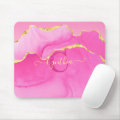 Elegant Monogram "C" Pink Gold Agate Stone Mouse Pad | Zazzle