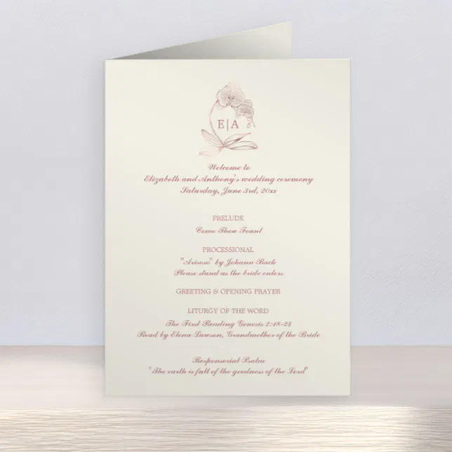 Elegant Monogram Catholic Wedding Mass Ceremony Program | Zazzle
