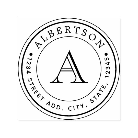 Elegant Monogram Circular Return Address Name Self-inking Stamp ...