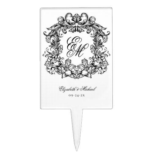 Elegant Monogram Crest Wedding Cake Topper | Zazzle