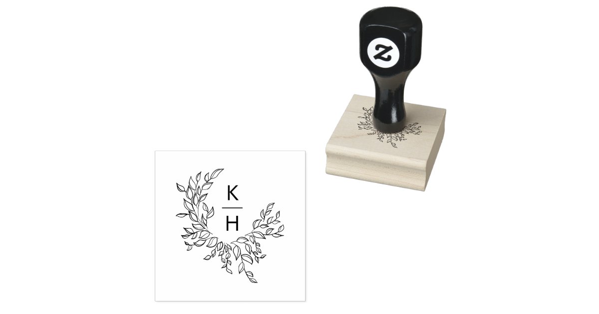Elegant Monogram Crest Wedding Rubber Stamp | Zazzle