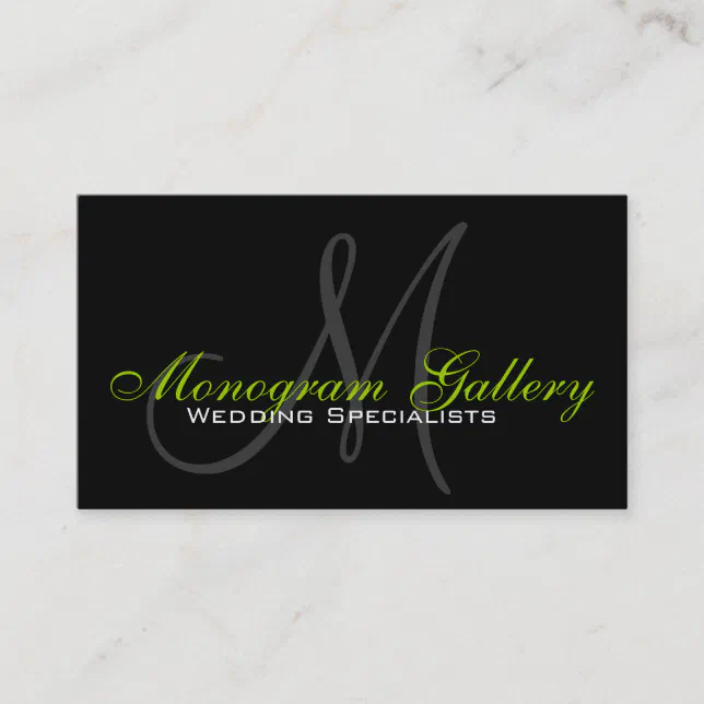 Elegant Monogram Customizable Business Card Green | Zazzle