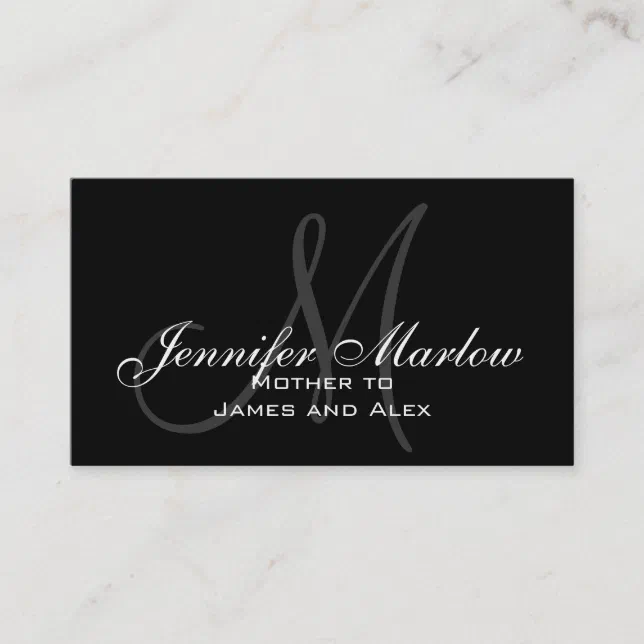 Elegant Monogram Customizable Mommy Calling Card | Zazzle