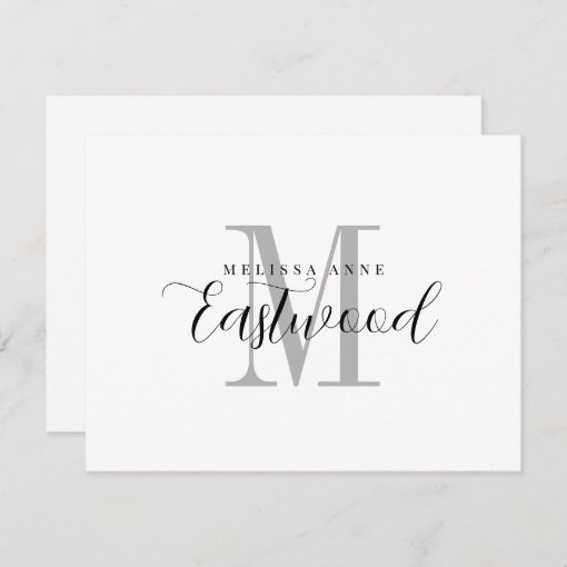 Elegant Monogram Flat Note Card | Zazzle