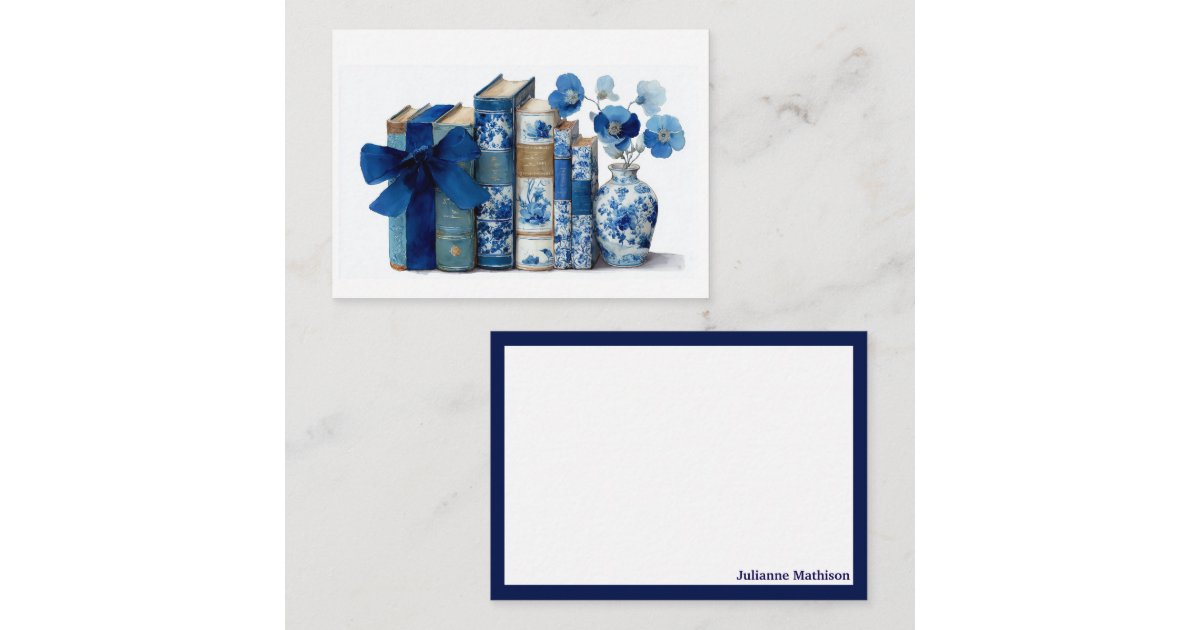 Elegant Monogram Floral Booklover Note Cards | Zazzle