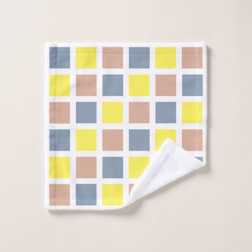 Elegant MONOGRAM Geometric Pastel Squares Bath Towel Set | Zazzle