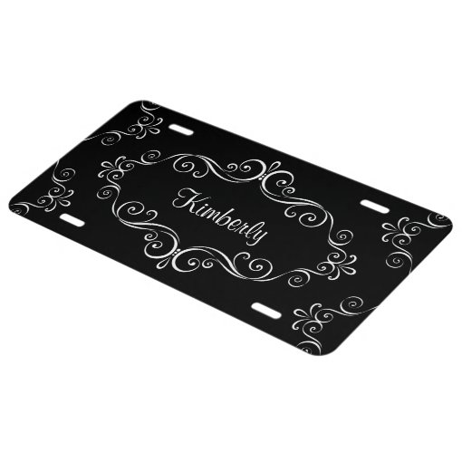 Elegant Monogram Girly Design License Plate | Zazzle