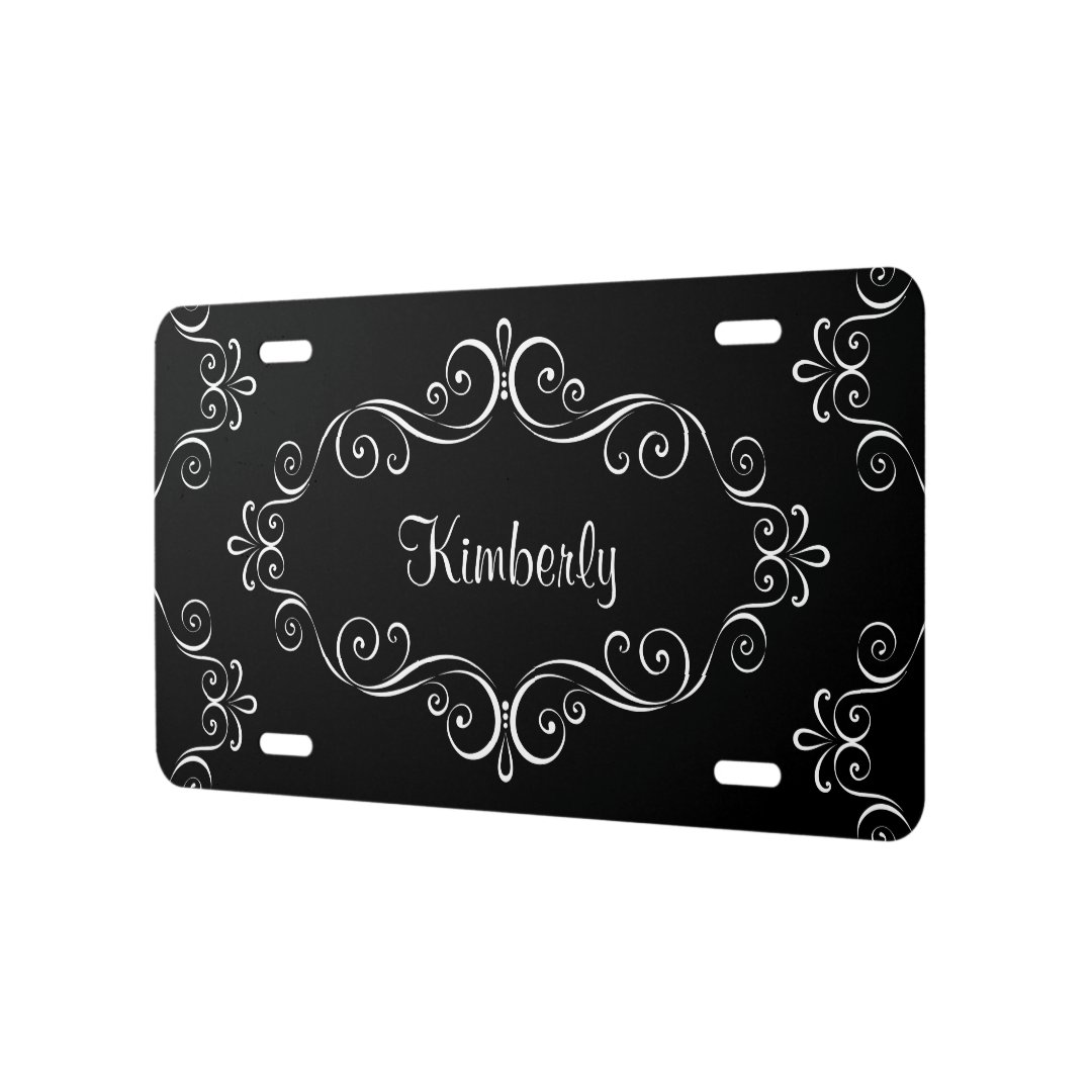 Elegant Monogram Girly Design License Plate | Zazzle