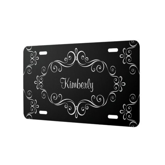 Elegant Monogram Girly Design License Plate | Zazzle
