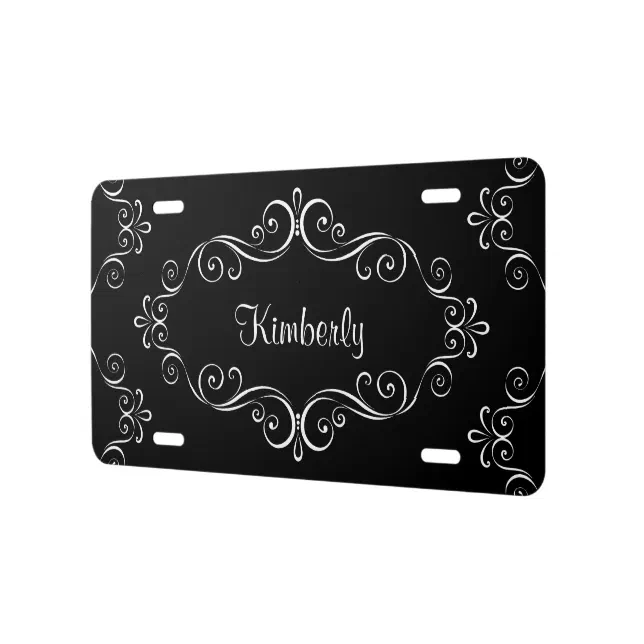 Elegant Monogram Girly Design License Plate | Zazzle