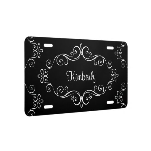 Elegant Monogram Girly Design License Plate | Zazzle