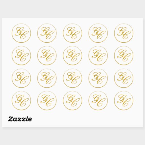 Elegant Monogram Gold and White Wedding Sticker | Zazzle