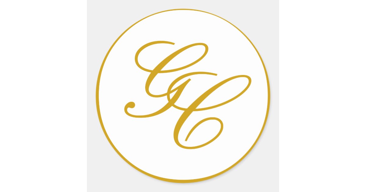 Elegant Monogram Gold and White Wedding Sticker | Zazzle