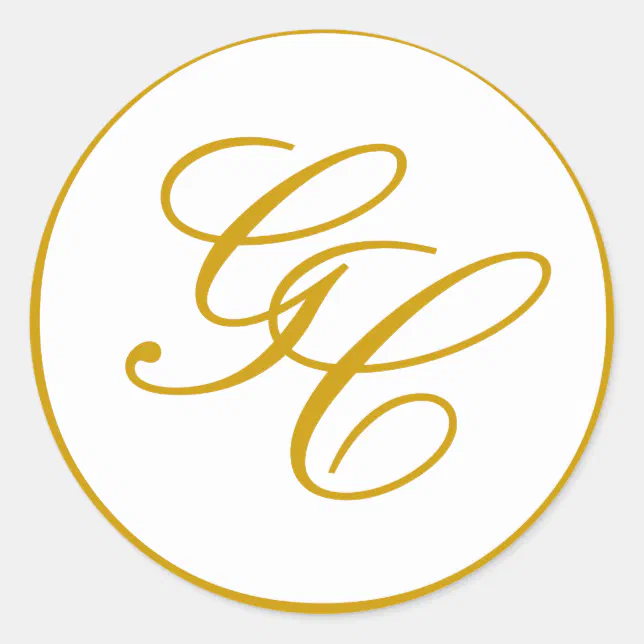 Elegant Monogram Gold and White Wedding Sticker | Zazzle