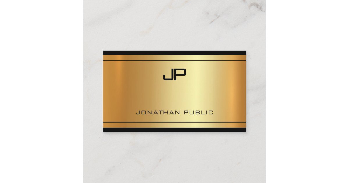 Elegant Monogram Gold Look Modern Sophisticated Business Card | Zazzle