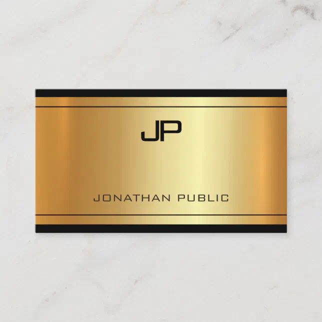Elegant Monogram Gold Look Modern Sophisticated Business Card | Zazzle