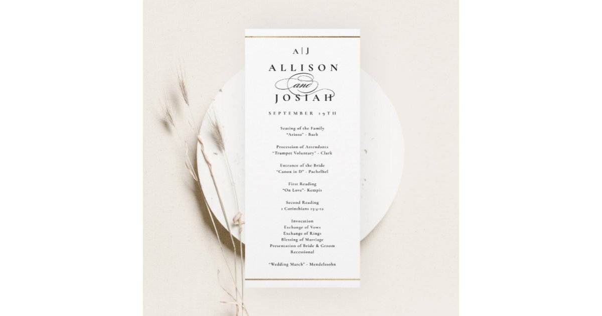 Elegant Monogram Gold Wedding Program | Zazzle