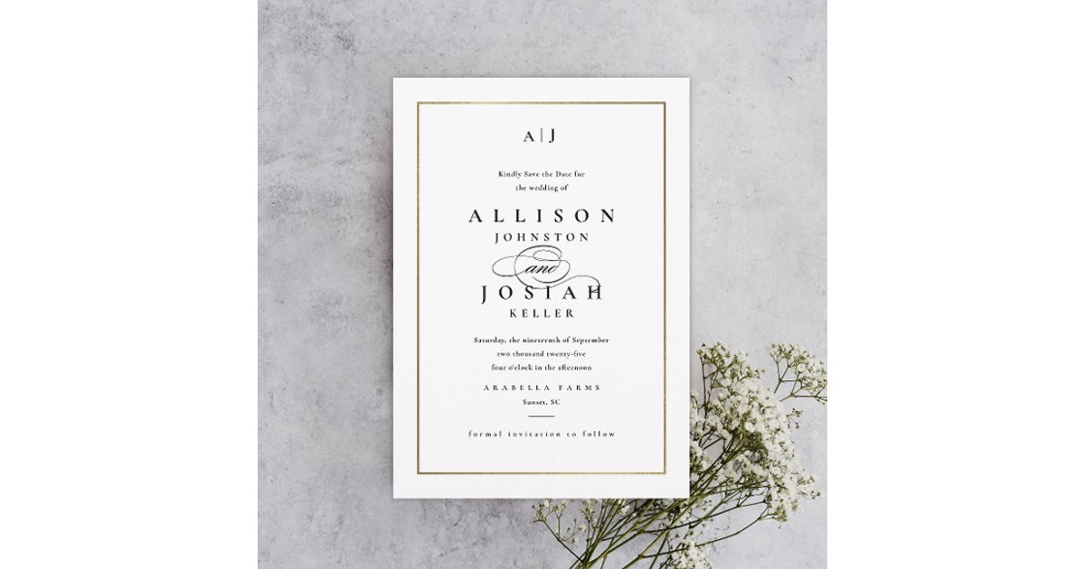Elegant Monogram Gold Wedding Save The Date | Zazzle