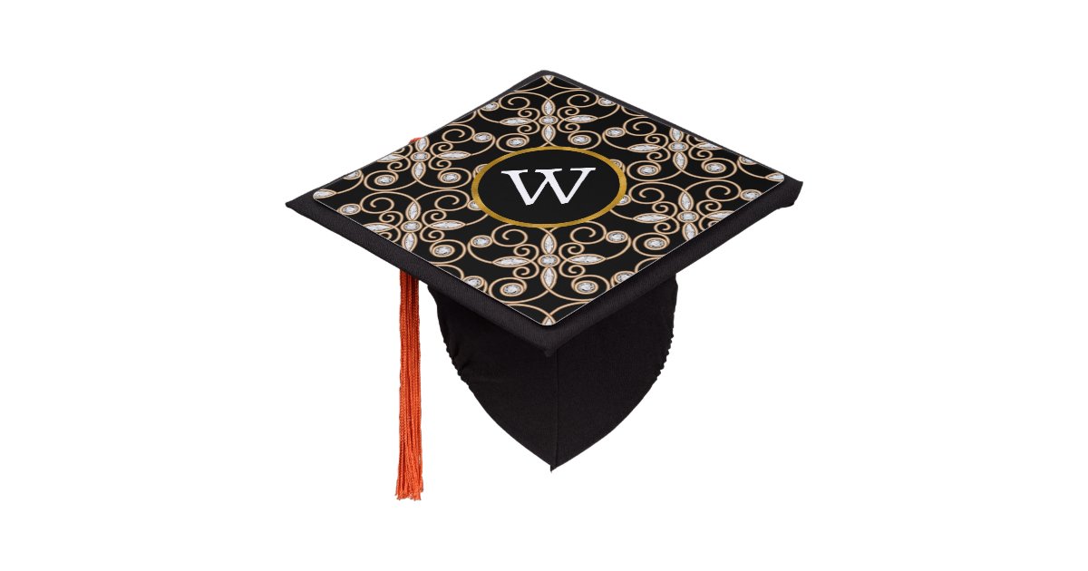 Elegant Monogram Graduation Cap Topper | Zazzle