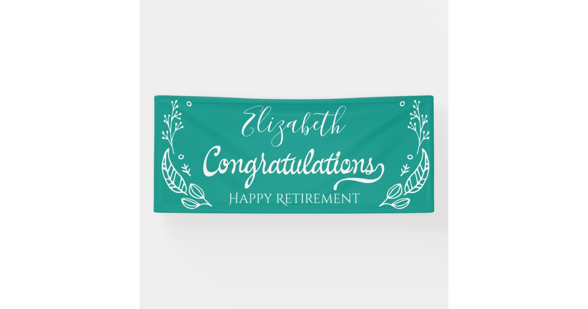 Elegant Monogram Happy Retirement Blue Banner | Zazzle