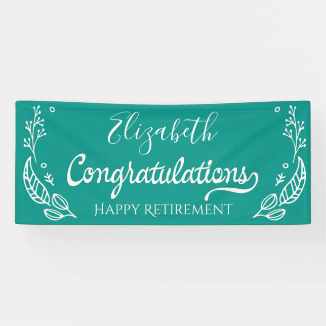 Elegant Monogram Happy Retirement Blue Banner | Zazzle