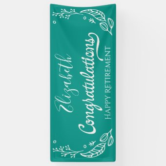 Elegant Monogram Happy Retirement Blue Banner | Zazzle