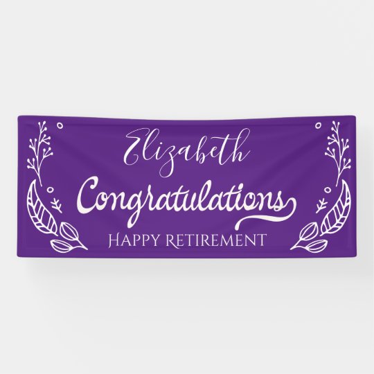 Elegant Monogram Happy Retirement Purple Banner | Zazzle.com