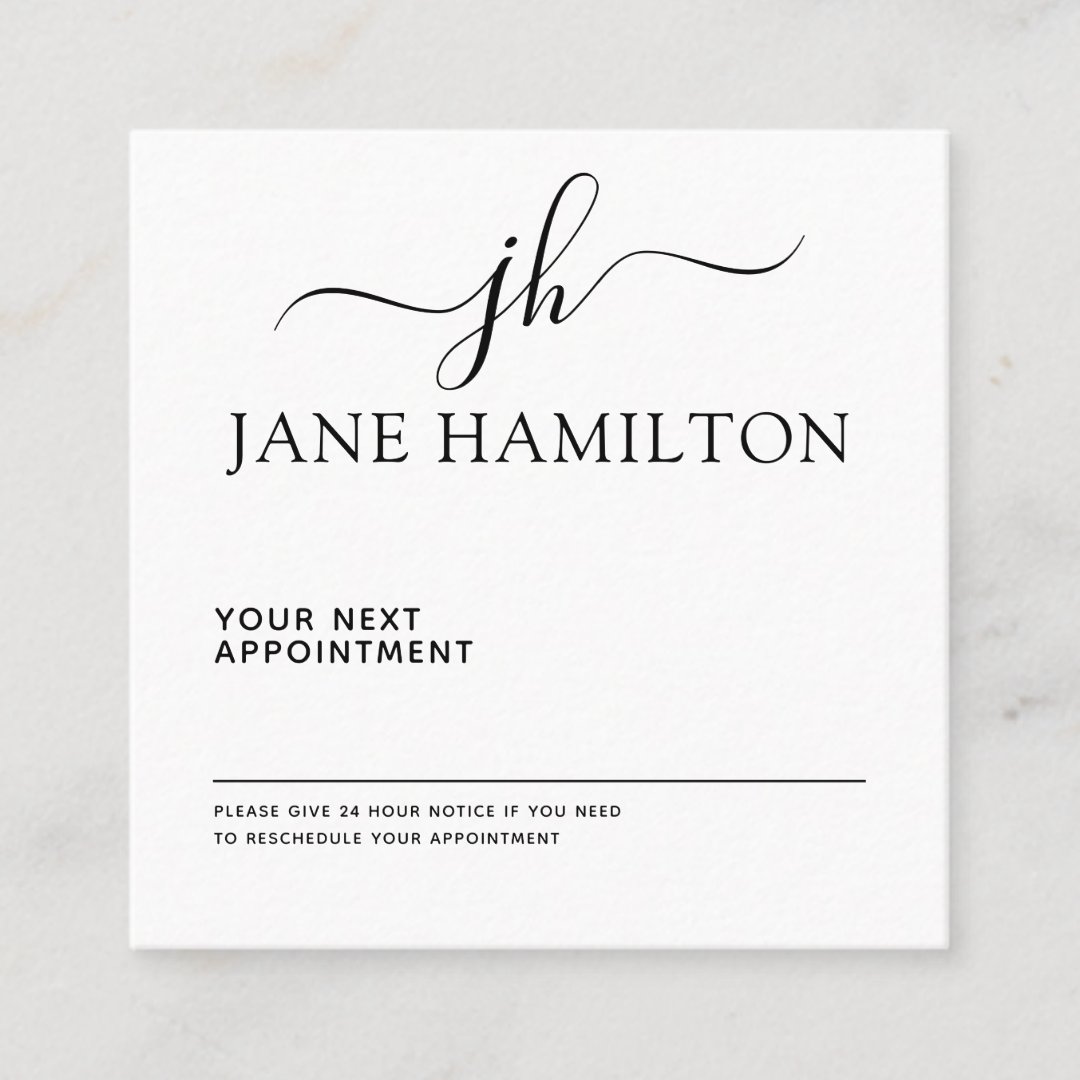 Elegant Monogram Initial Appointment Card | Zazzle