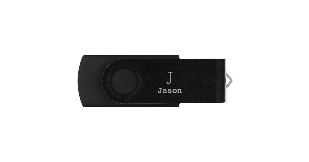 Elegant Monogram Initial Name Personalized Black Flash Drive | Zazzle