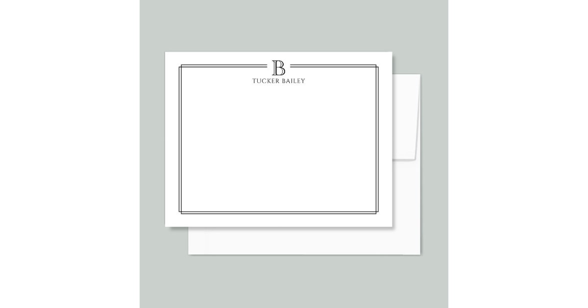 Elegant Monogram Initial Professional Black White Note Card | Zazzle