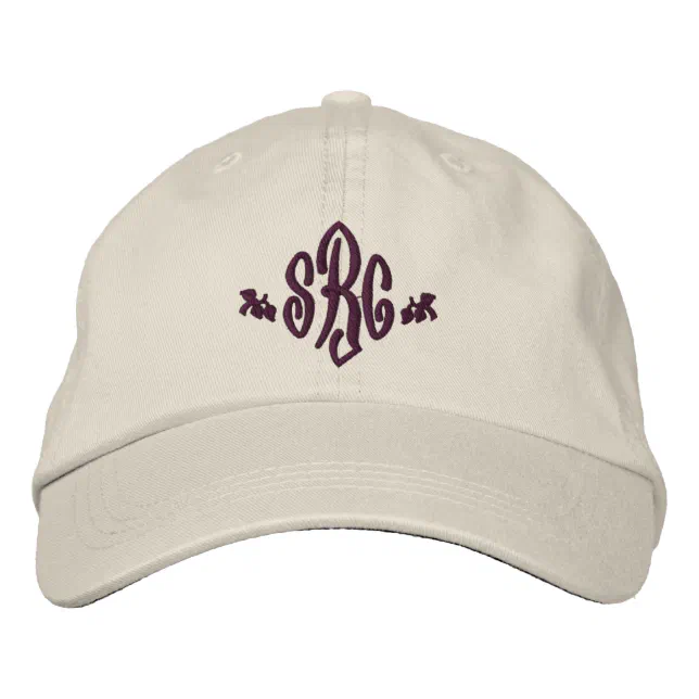 Elegant Monogram Initials Embroidered Hat | Zazzle