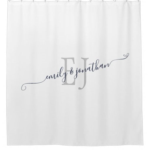 Elegant Monogram Initials Names White Shower Curtain Zazzle