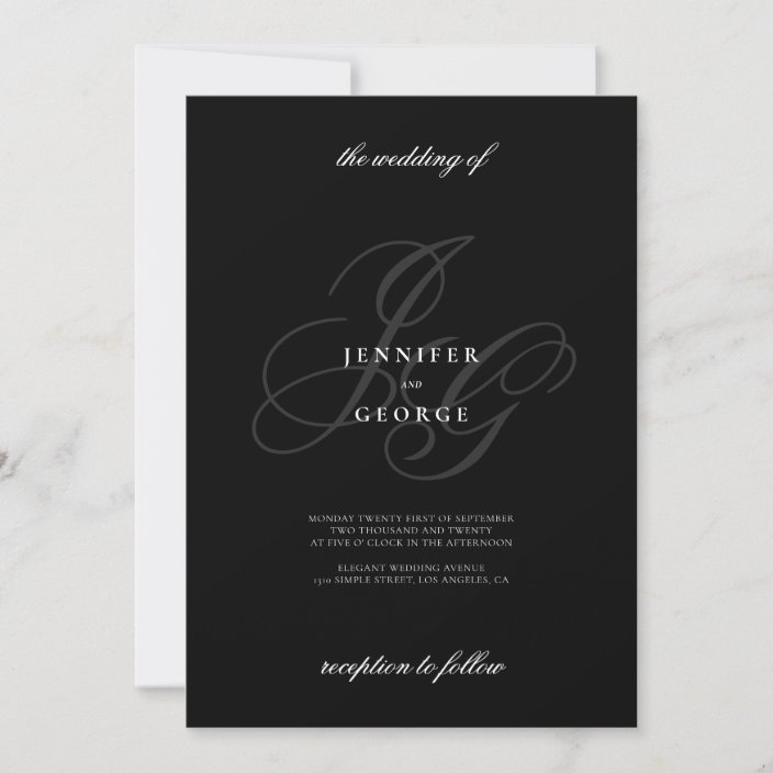 Elegant monogram initials romantic white wedding invitation | Zazzle.com