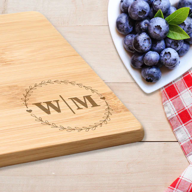 Elegant Monogram Initials Wedding Engraved Cutting Board | Zazzle