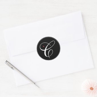 Elegant Monogram Letter C with heart Classic Round Sticker | Zazzle